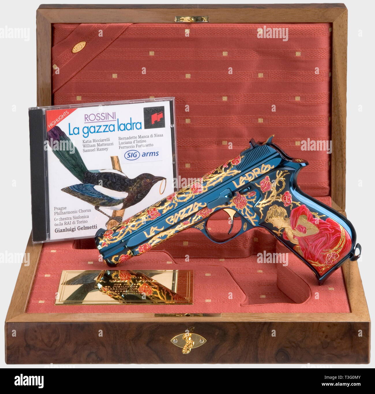 The SIG P 210 pistol "La Gazza Ladra", calibre 9 mm Parabellum, named ...