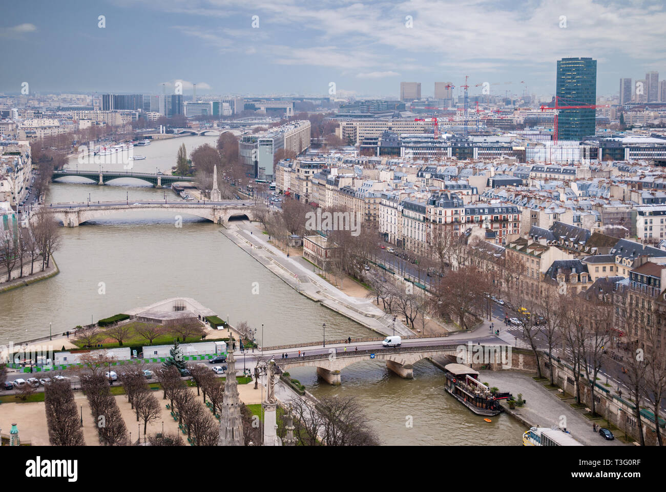 aerial view of Paris and Seine river Stock Photo - Alamy