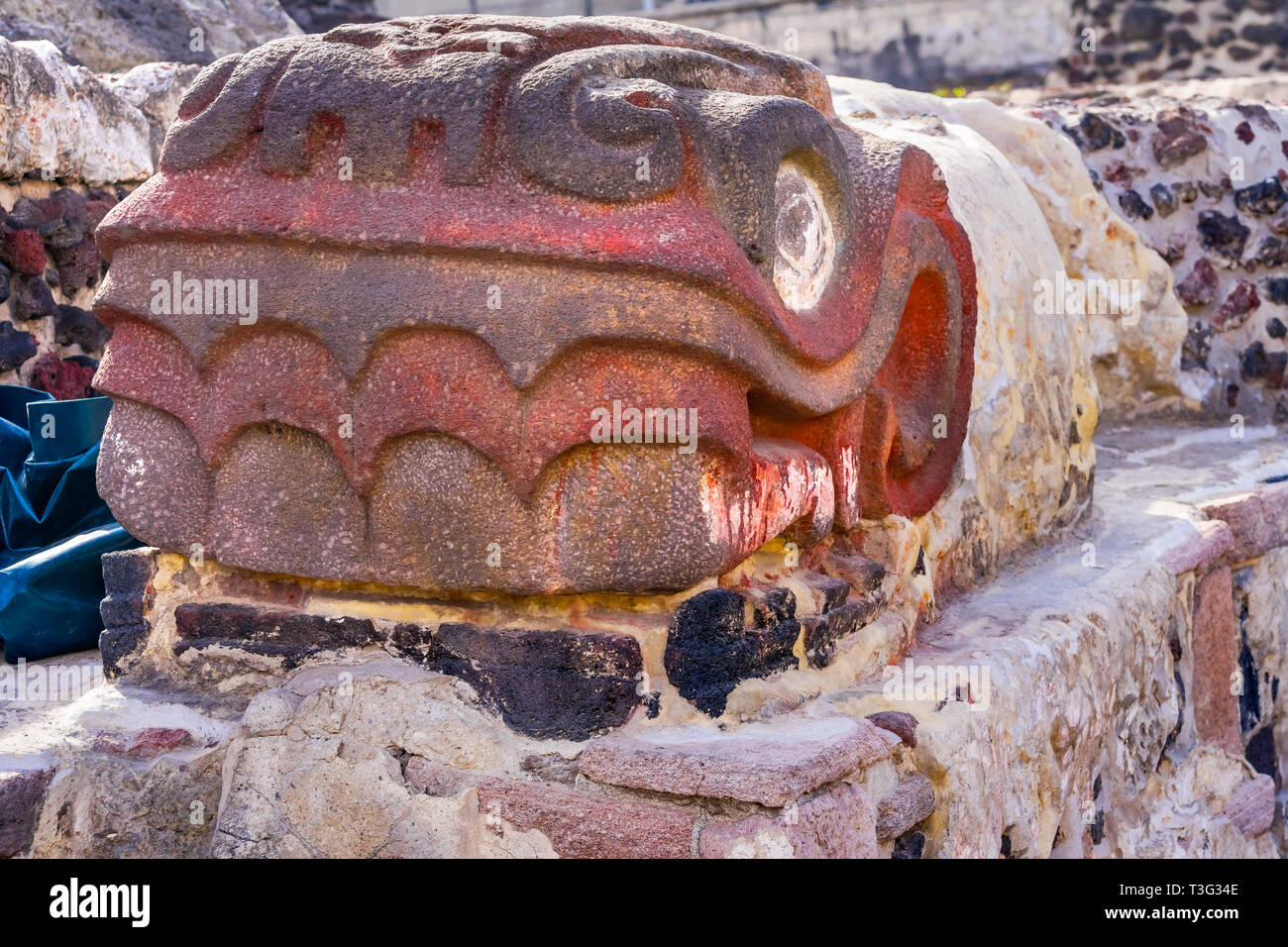 Ancient Aztec Big Snake Head Stone Statue Templo Mayor Mexico City ...
