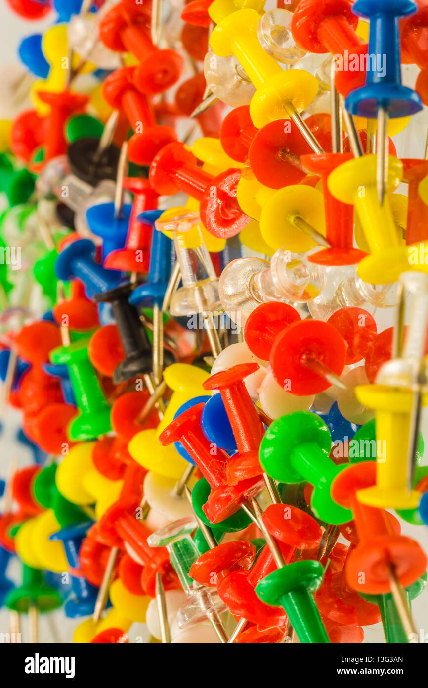 Colorful push pins Stock Photo - Alamy