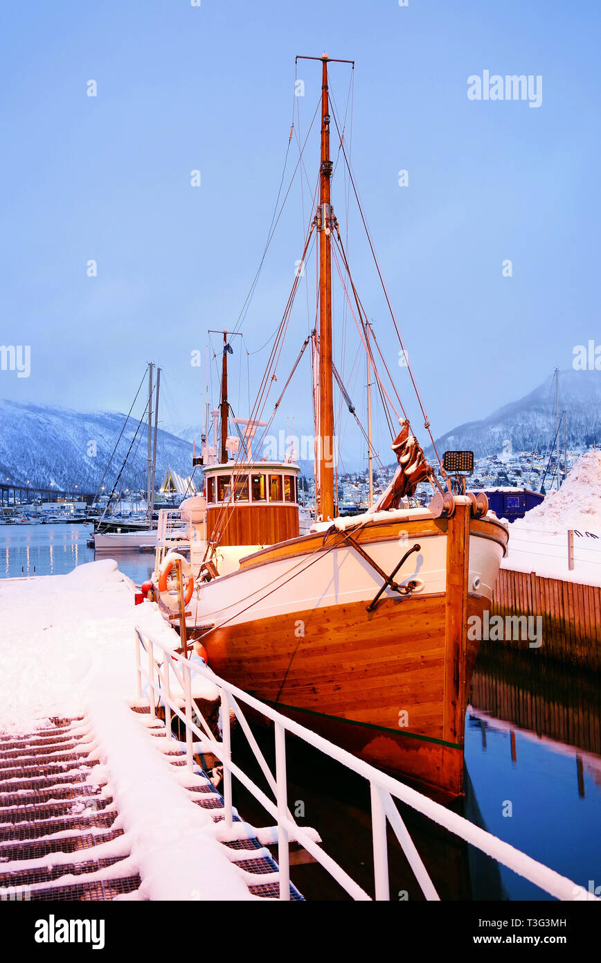 Harbour of Tromso, Norway, Europe. Tromso is considered the ...