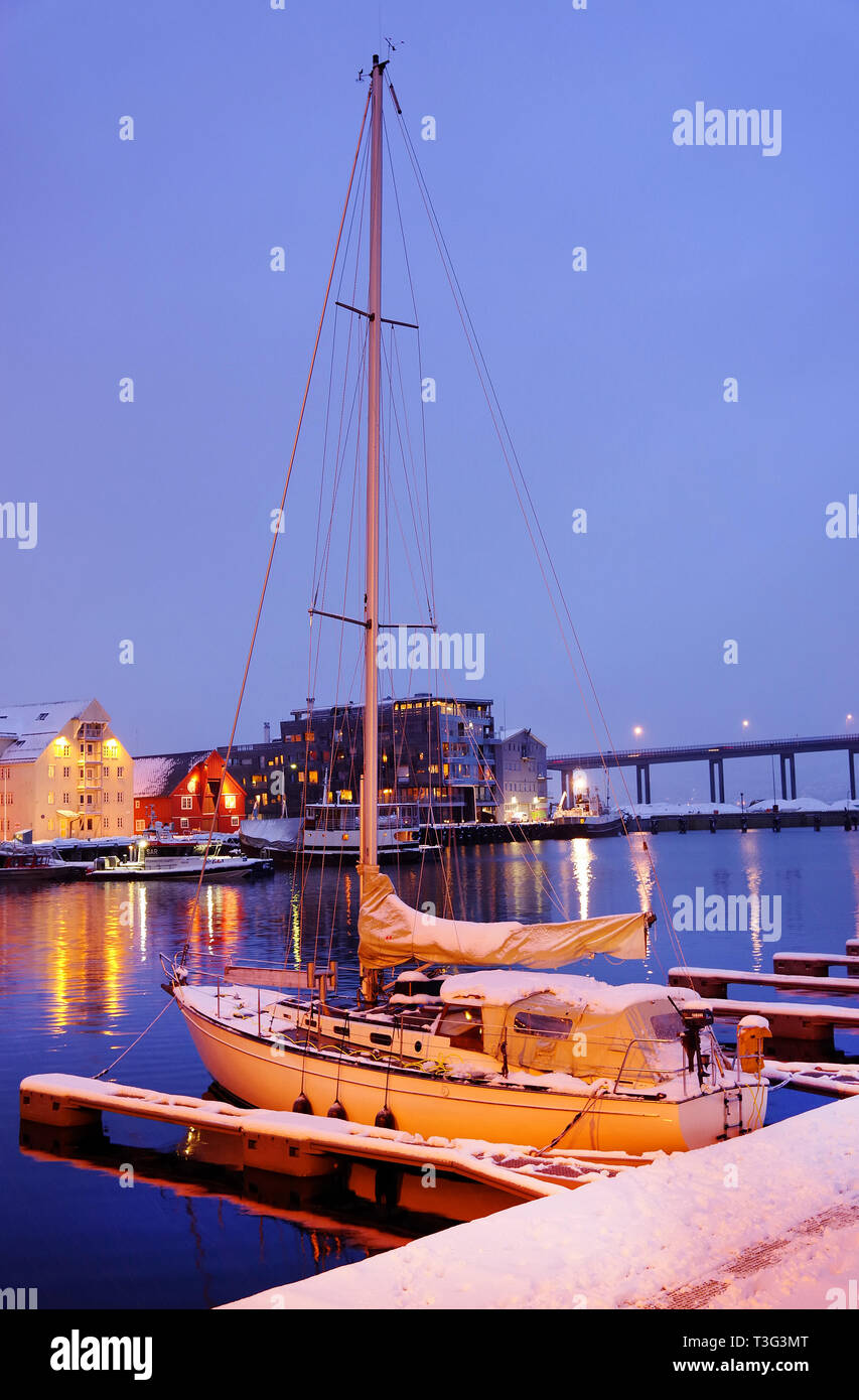 Evening image of Tromso, considered the northernmost city in the world ...