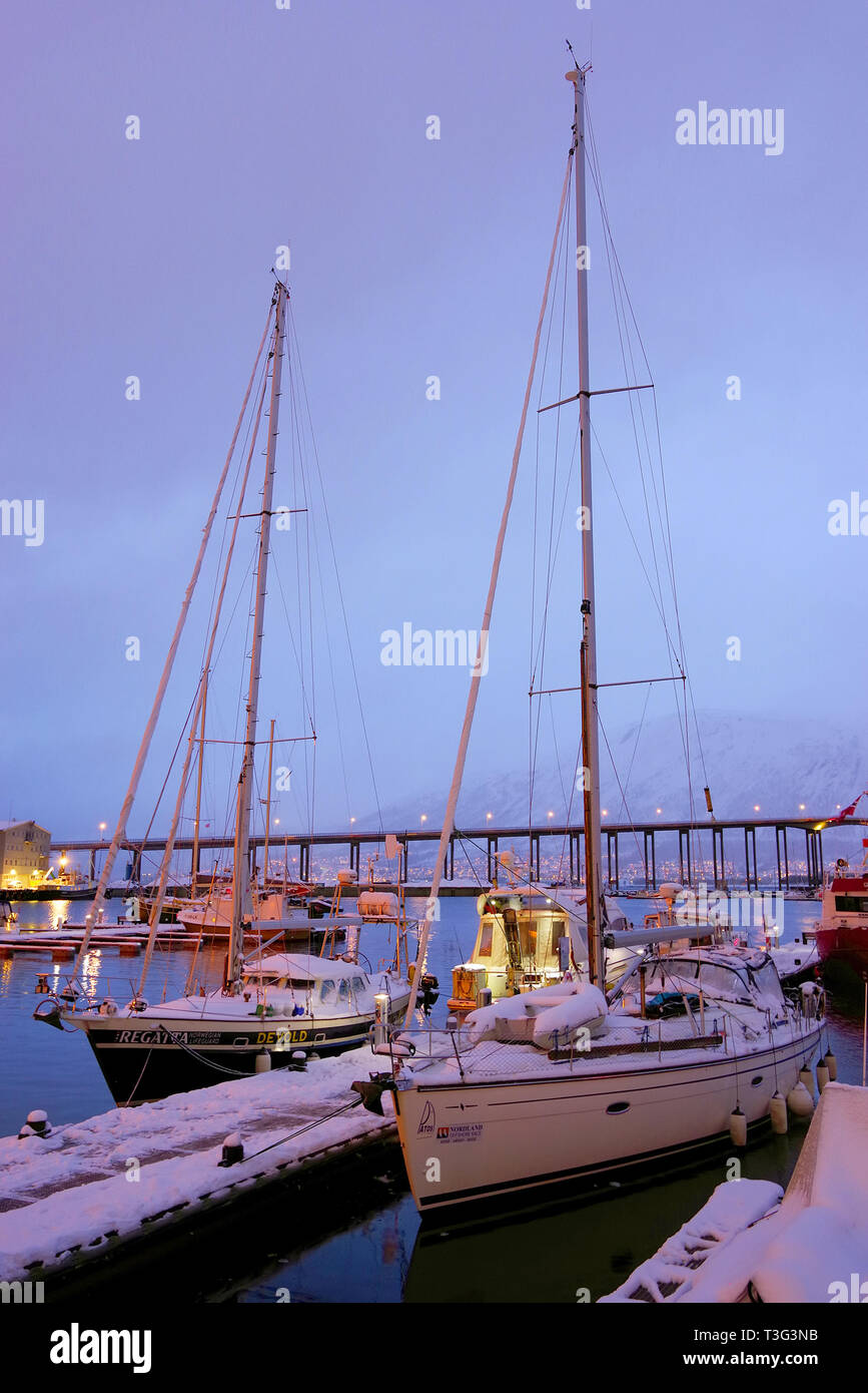 Evening image of Tromso, considered the northernmost city in the world ...