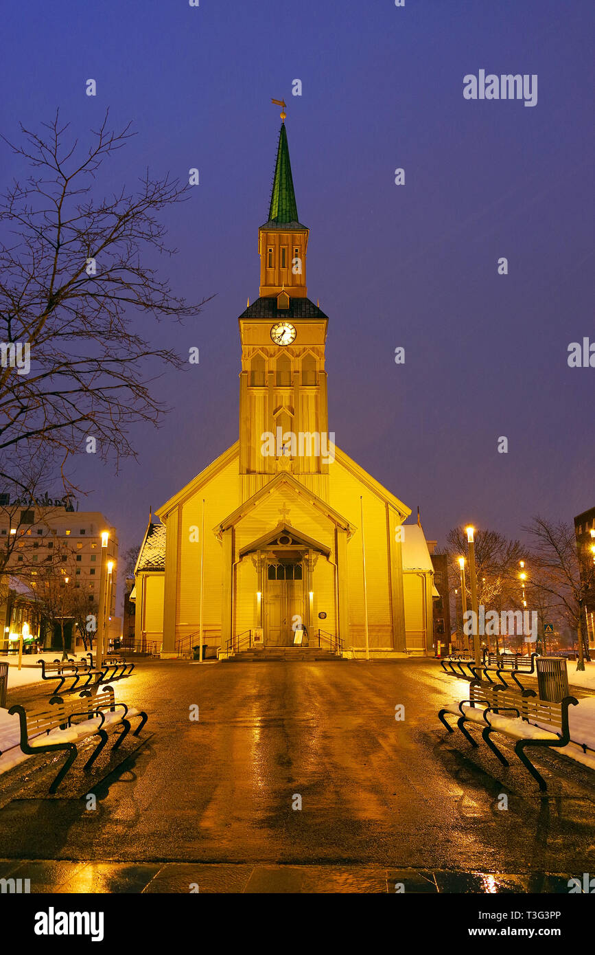 Evening image of Tromso, considered the northernmost city in the world ...