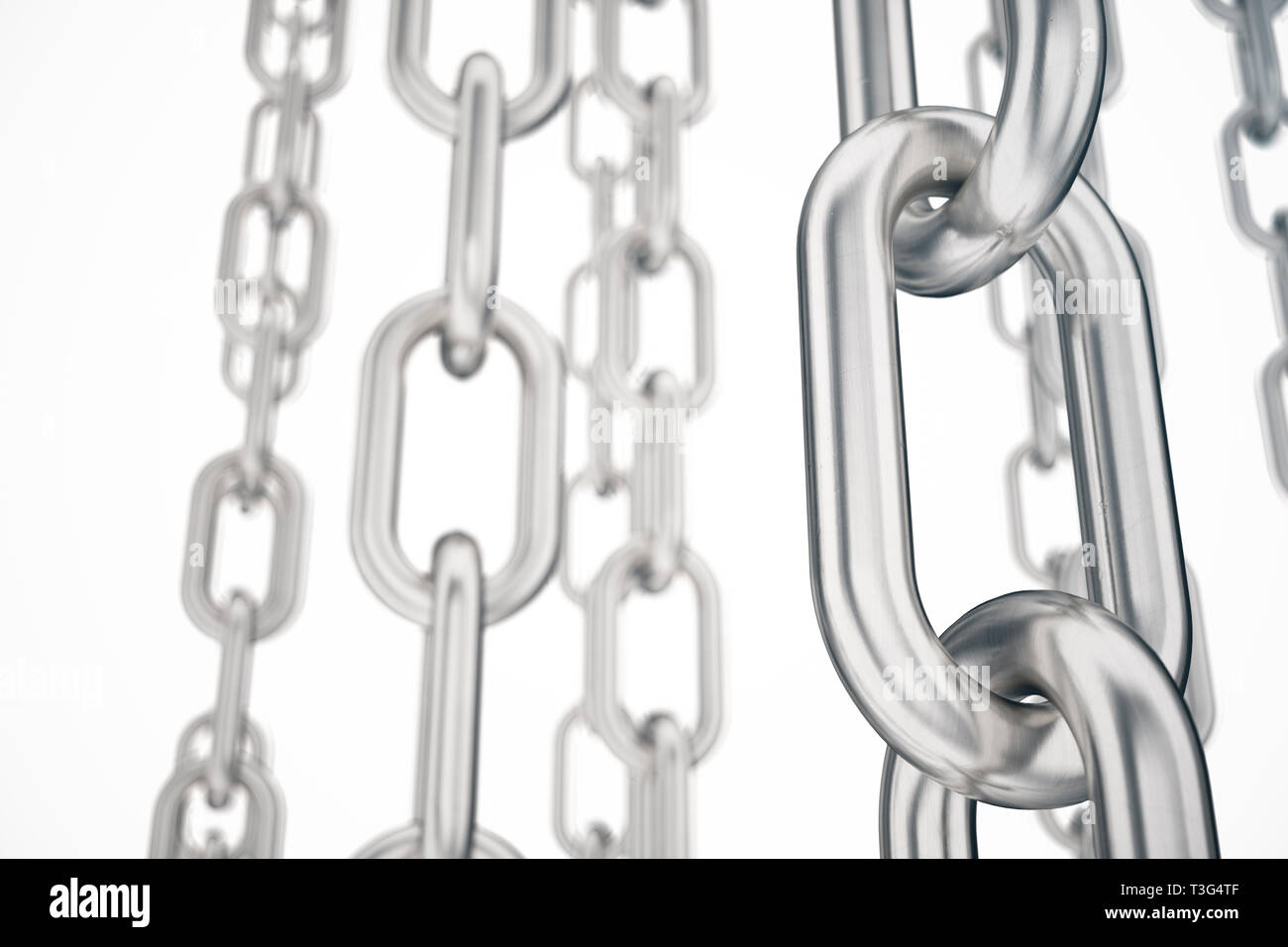 3D illustration metal chains. Metal, steel chains isolated on white ...