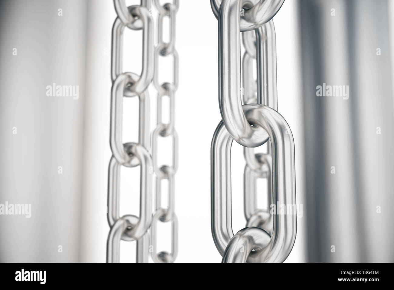 3D illustration metal chains. Metal, steel chains isolated on white ...