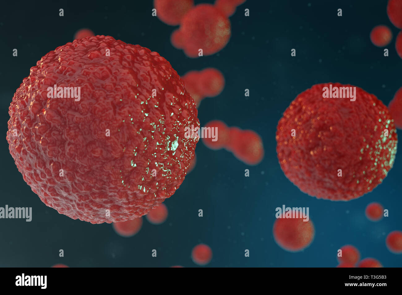 3D illustration egg cells embryo. Embryo cells with red nucleus in ...