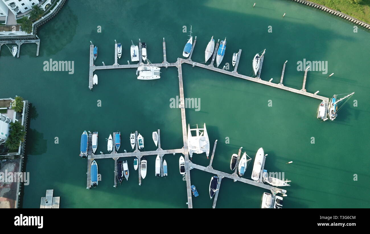 Aerial. Sea port with yachts Stock Photo - Alamy