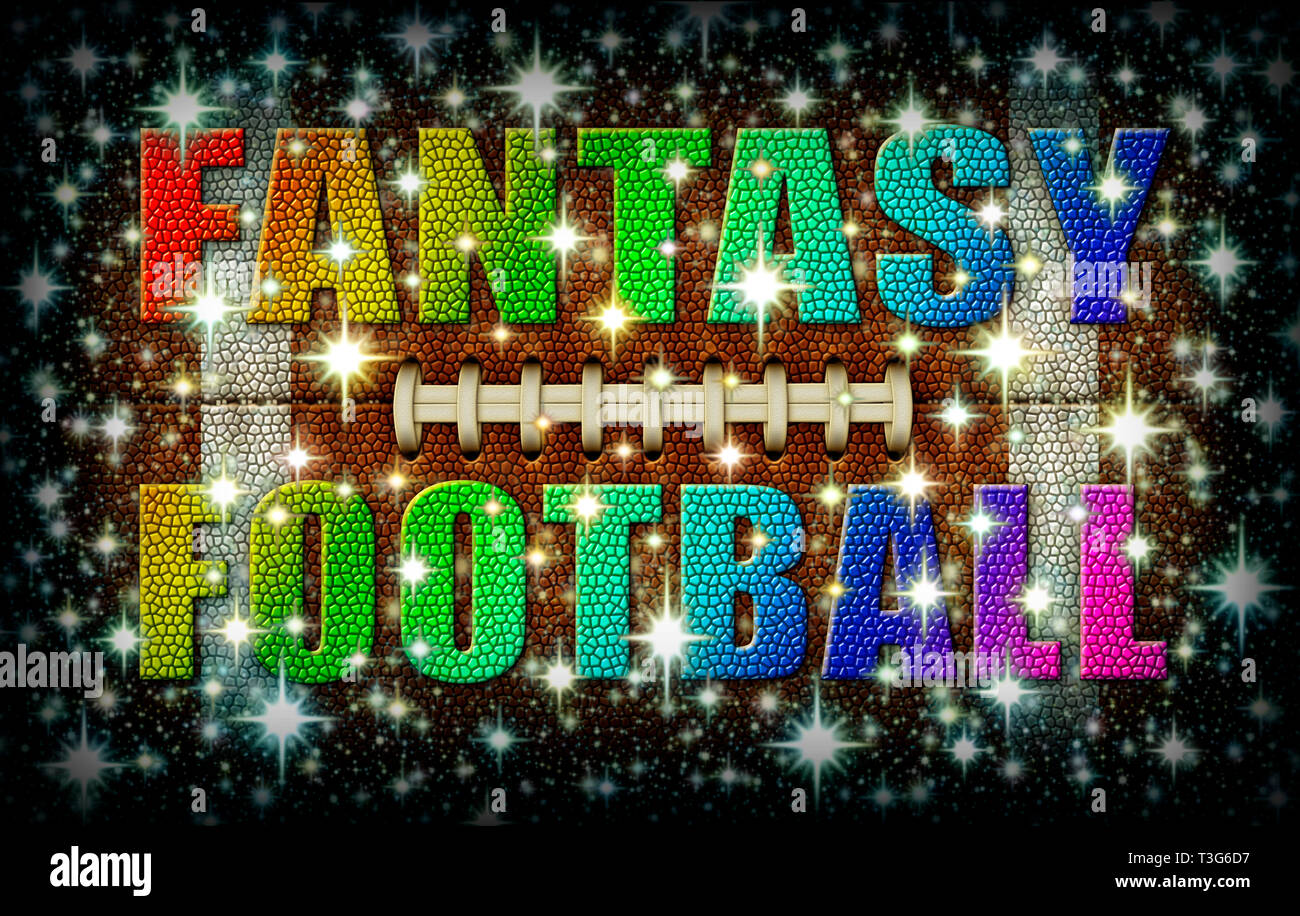 The words Fantasy Football created in rainbow colors on top of a Star ...