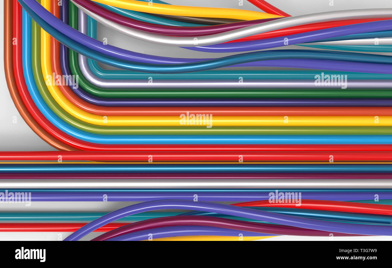 Colorful electric cable background, 3d rendering Stock Photo - Alamy
