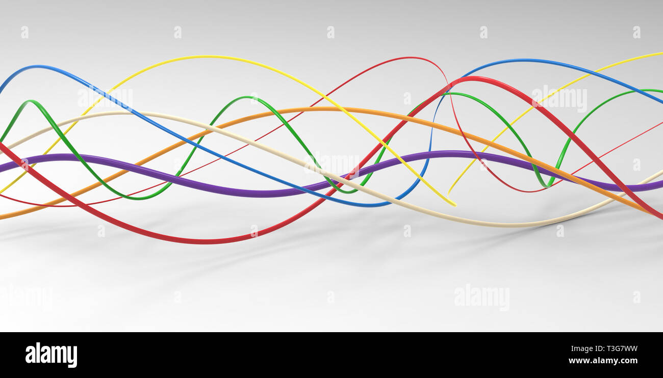 Colorful electric cable on white background, 3d rendering Stock Photo ...