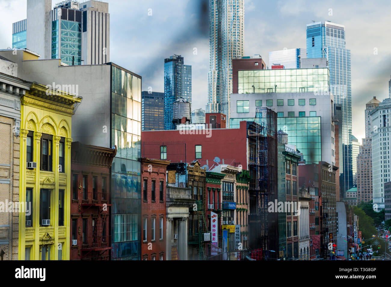 Buildings along East Broadway, in New York City's Chinatown district ...