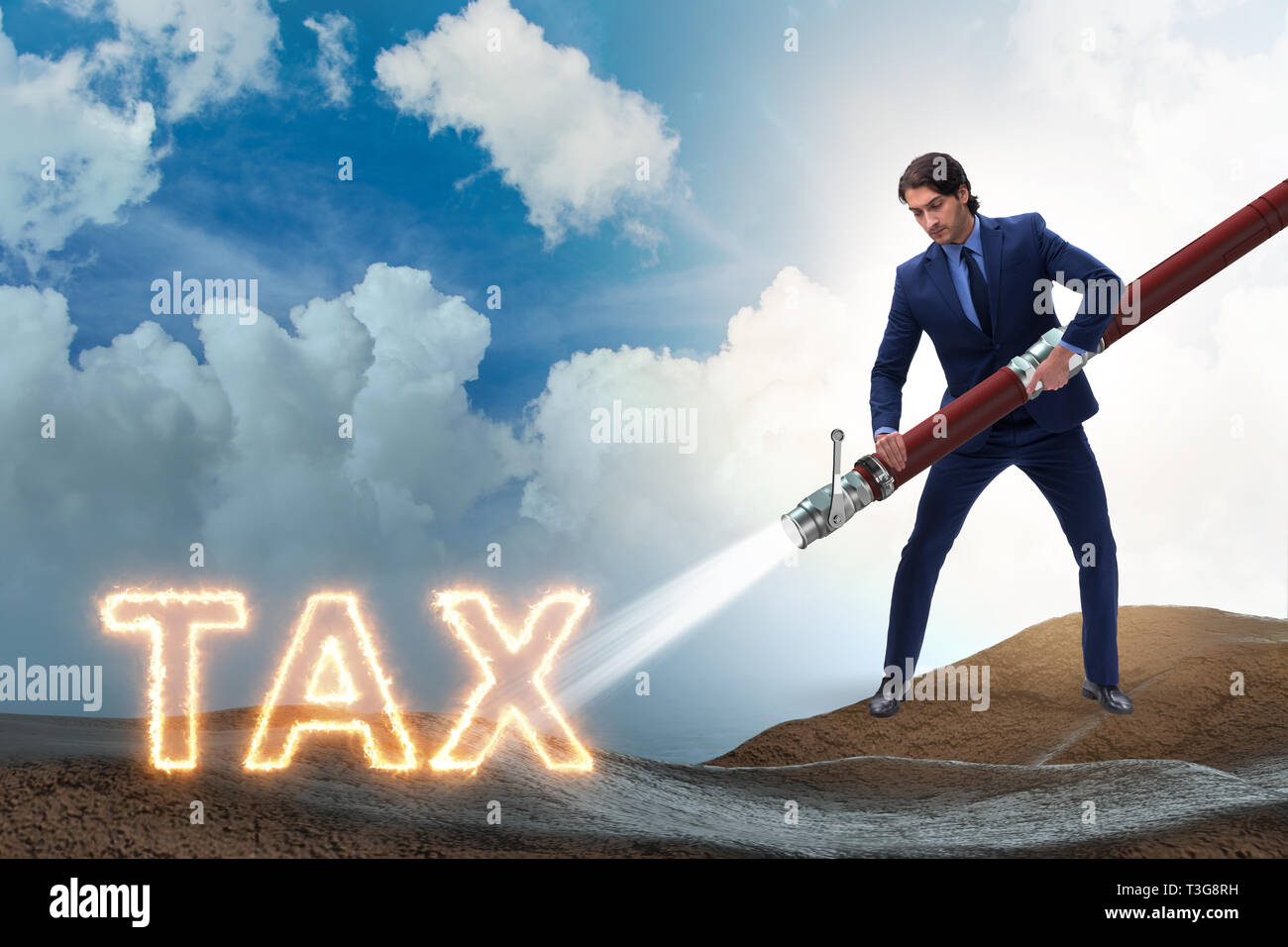 Businessman paying off his taxes Stock Photo - Alamy
