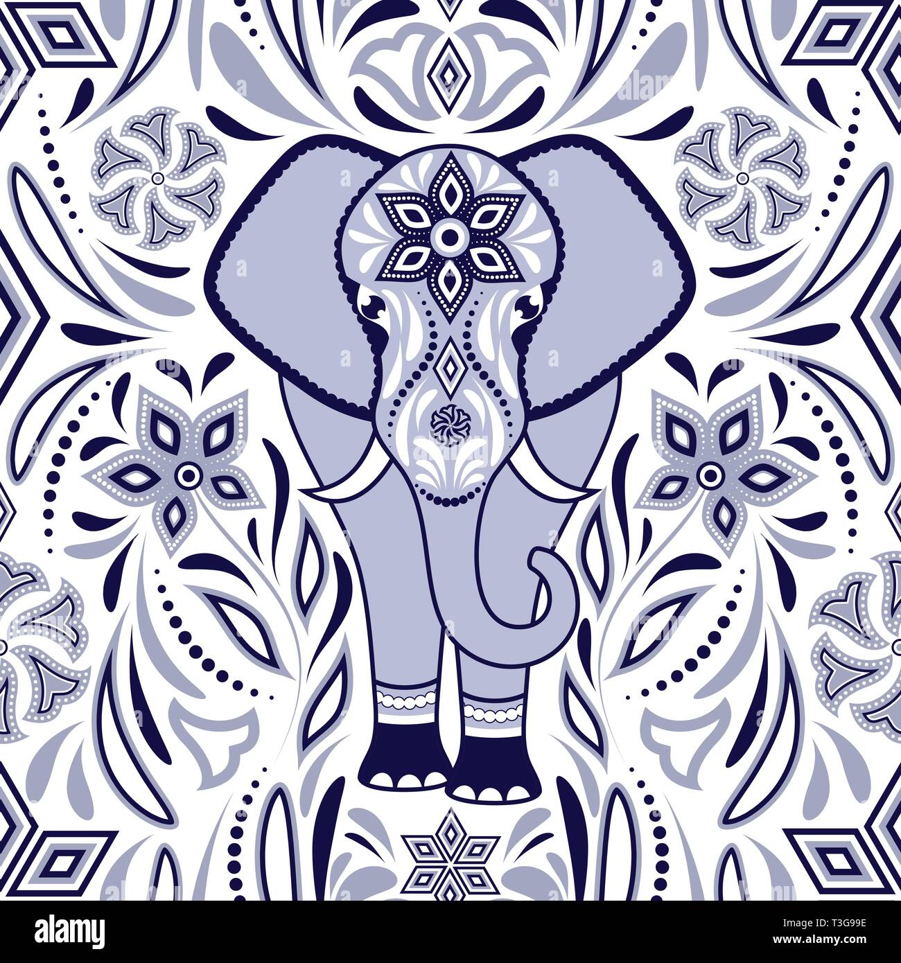 Elephant pattern wallpaper hi-res stock photography and images - Alamy