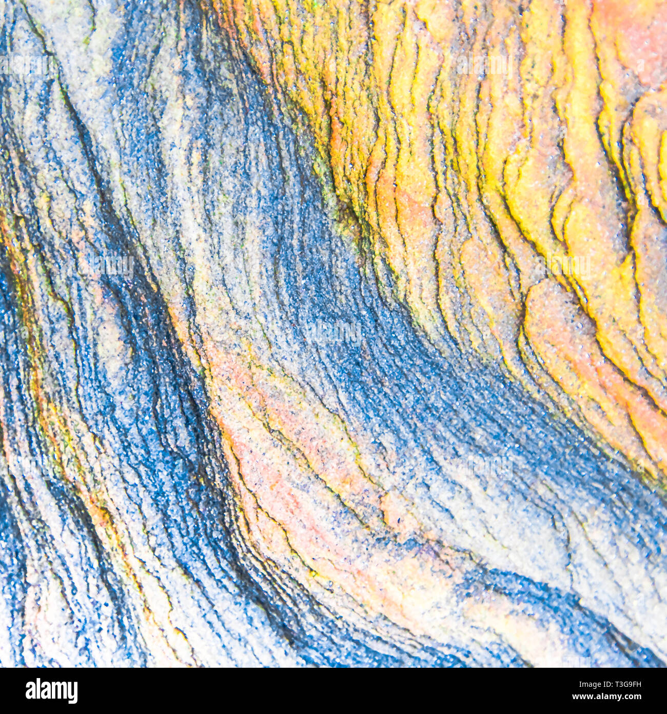 Colourful mosaics or rocks - layered sedimentary minerals exposed by ...