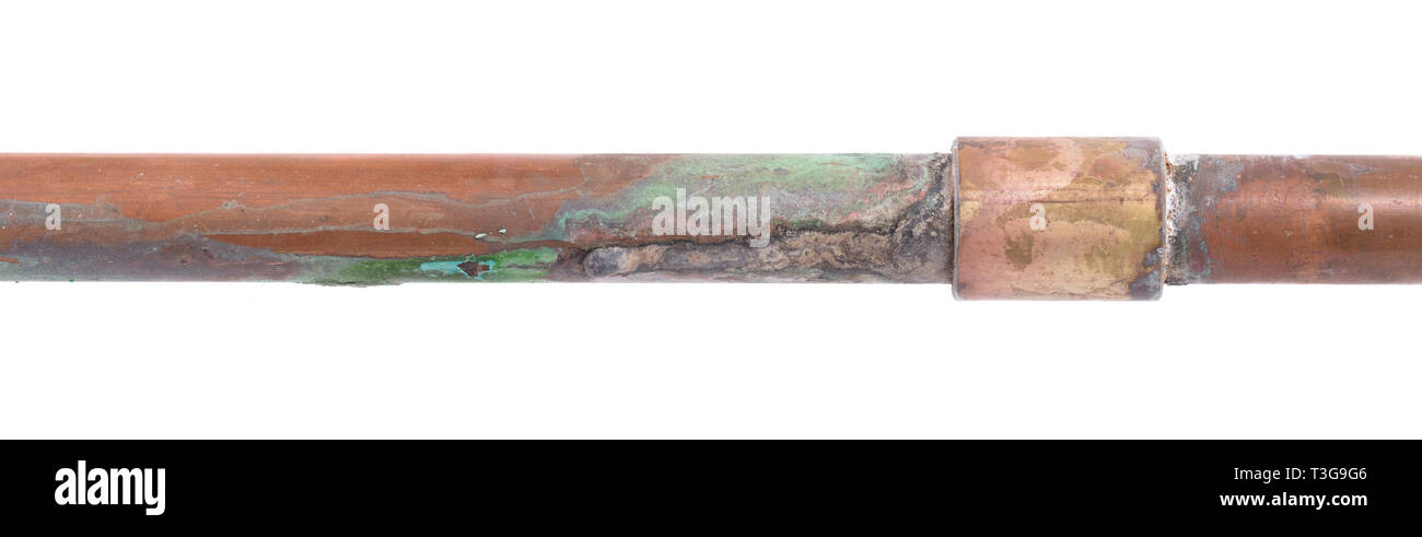 Old brass pipe, isolated on a white background Stock Photo - Alamy