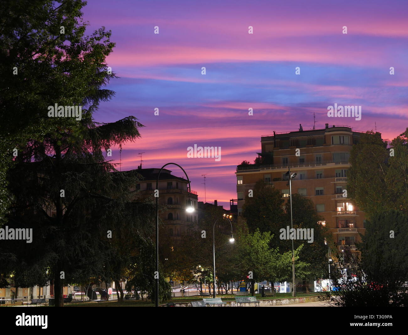 Historic roman building at night Stock Photo - Alamy