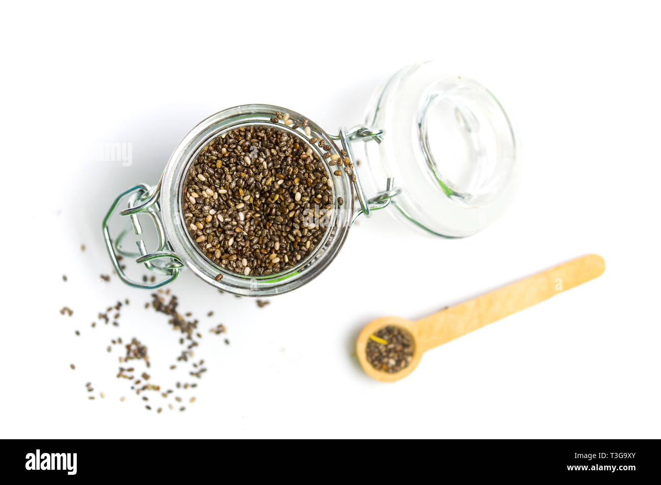 Chia seed grains isolated on white background Stock Photo - Alamy