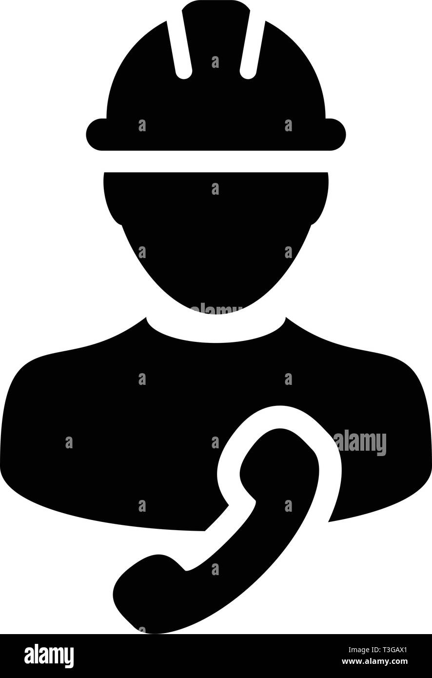 Service worker icon vector male construction service person profile ...