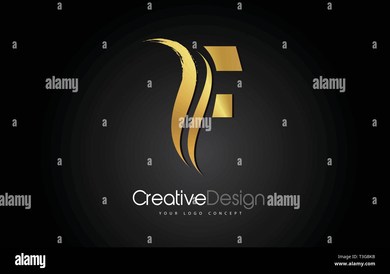 Letter f black and gold metal Stock Vector Images - Alamy