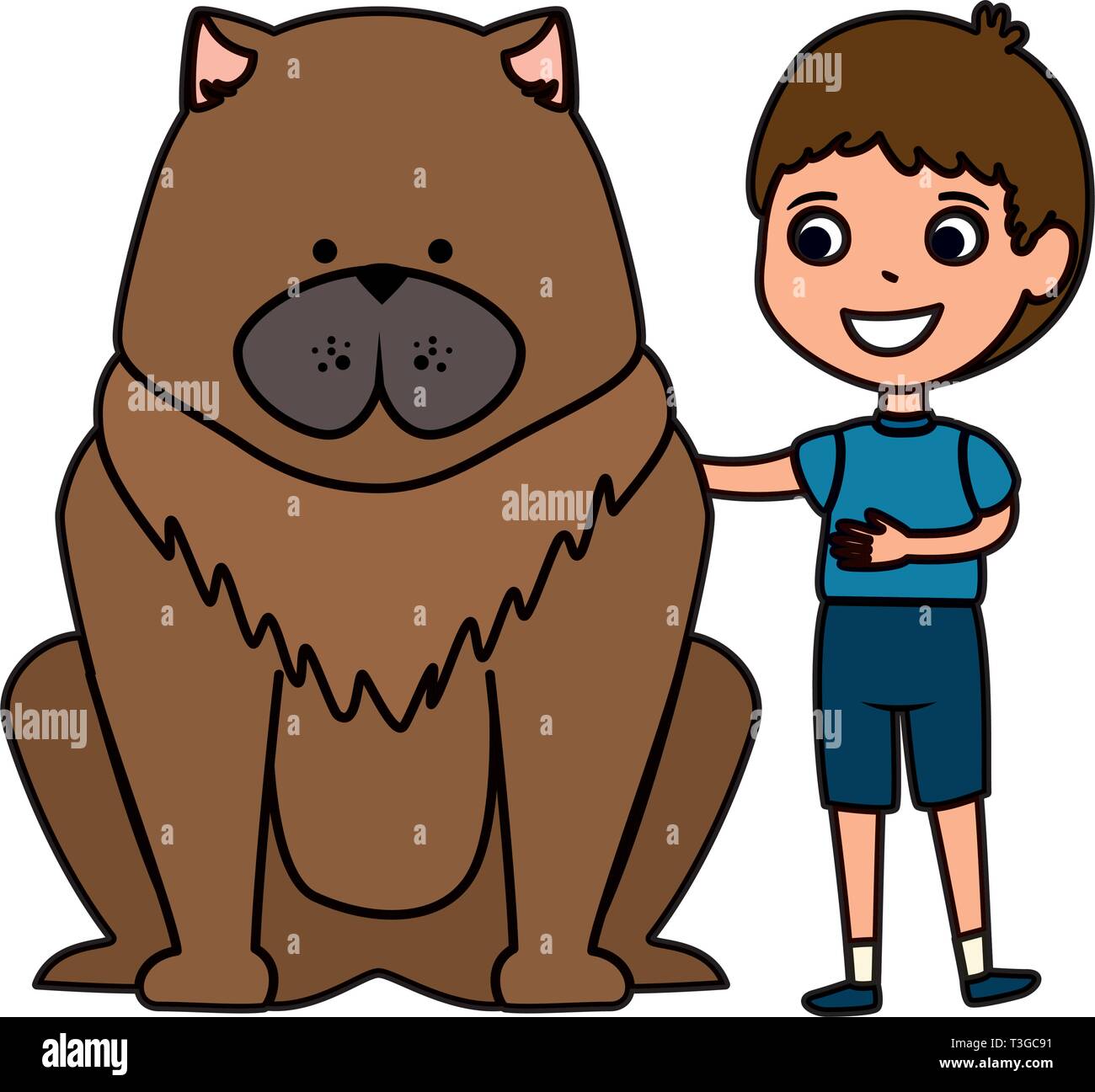 cute little boy with dog character Stock Vector Image & Art - Alamy