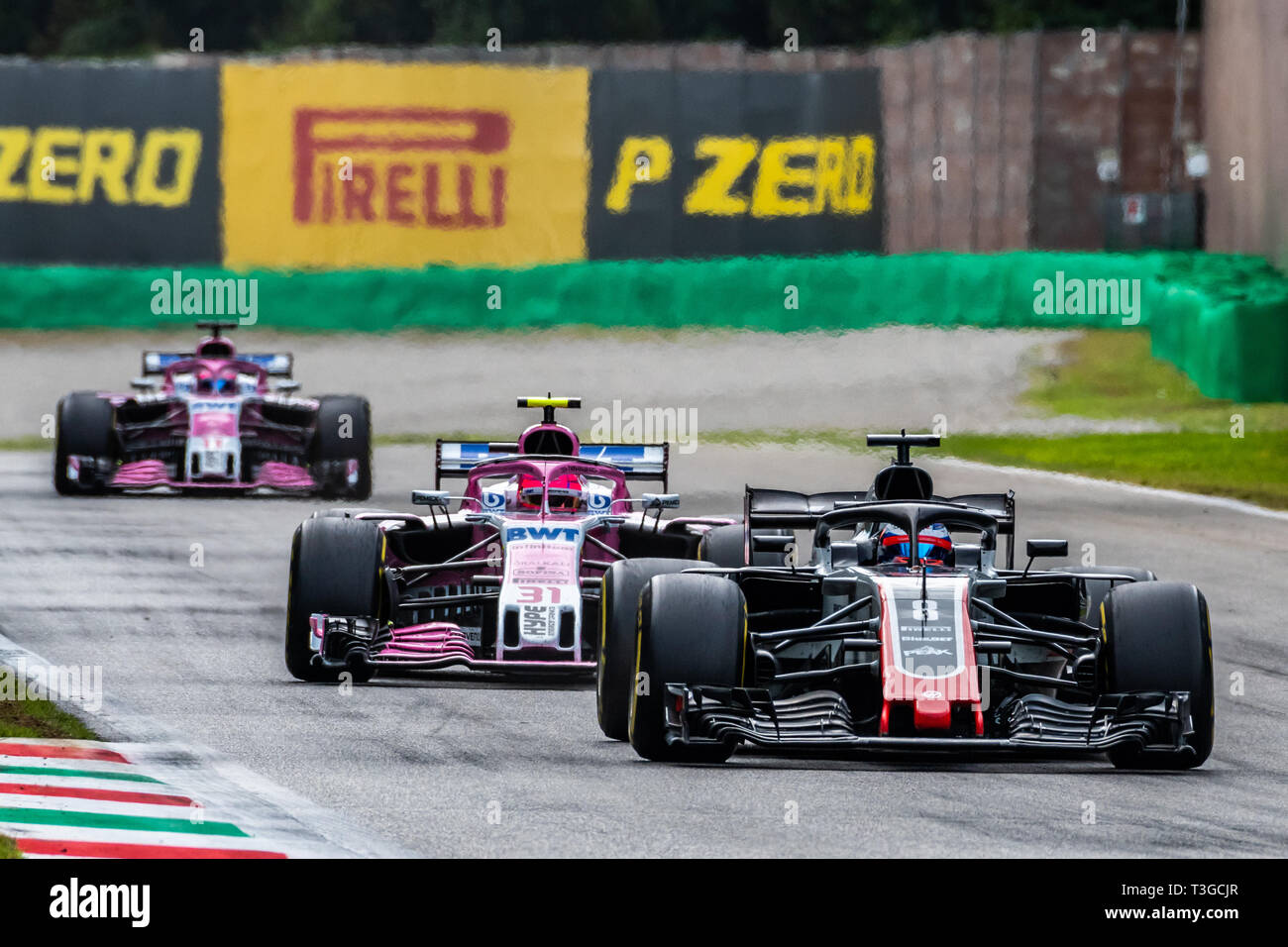Monza/Italy - #8 Romain Grosjean (HAAS) leading the Racing Point duo at ...