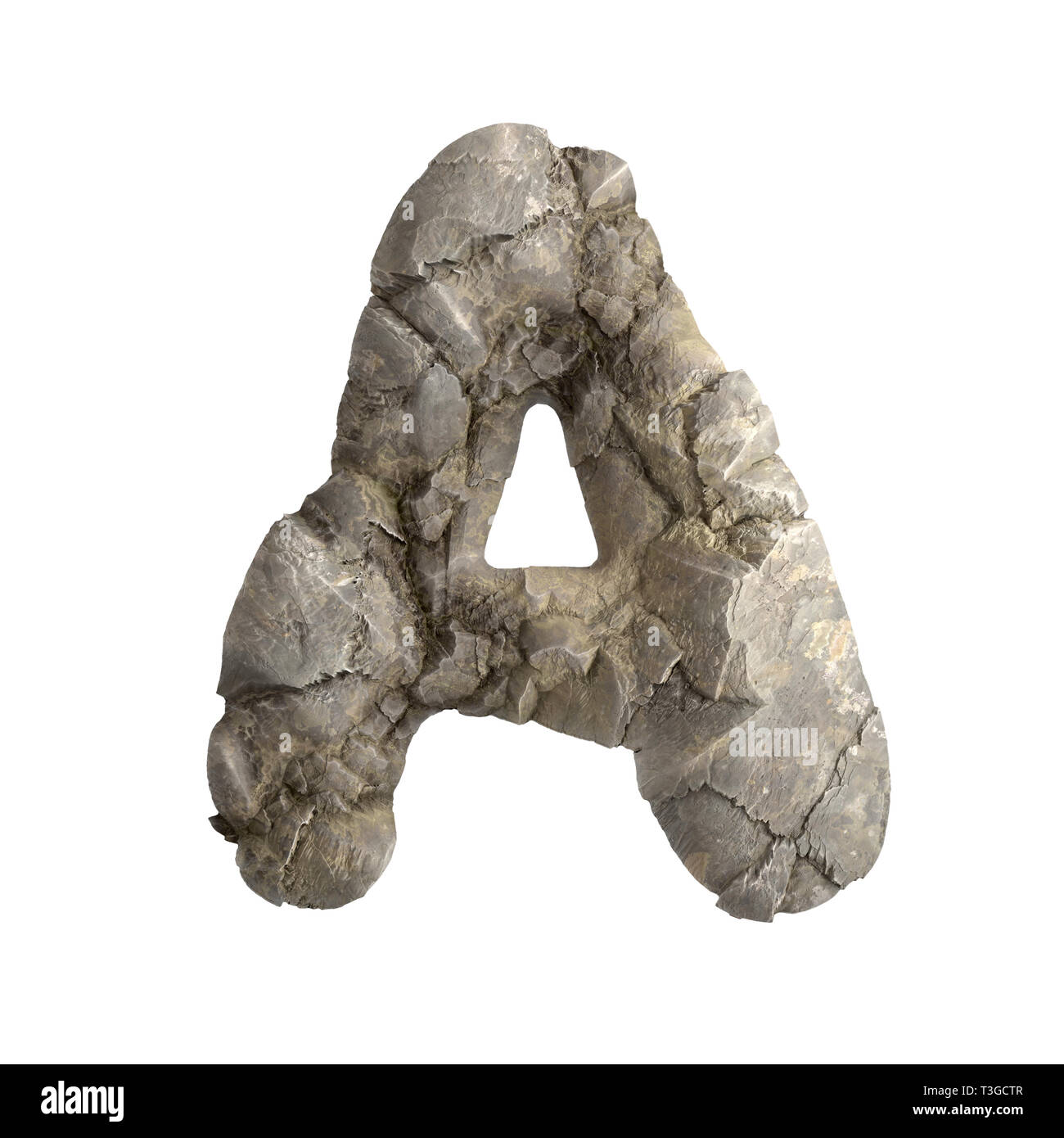 Rock letter A - Capital 3d boulder font isolated on white background ...