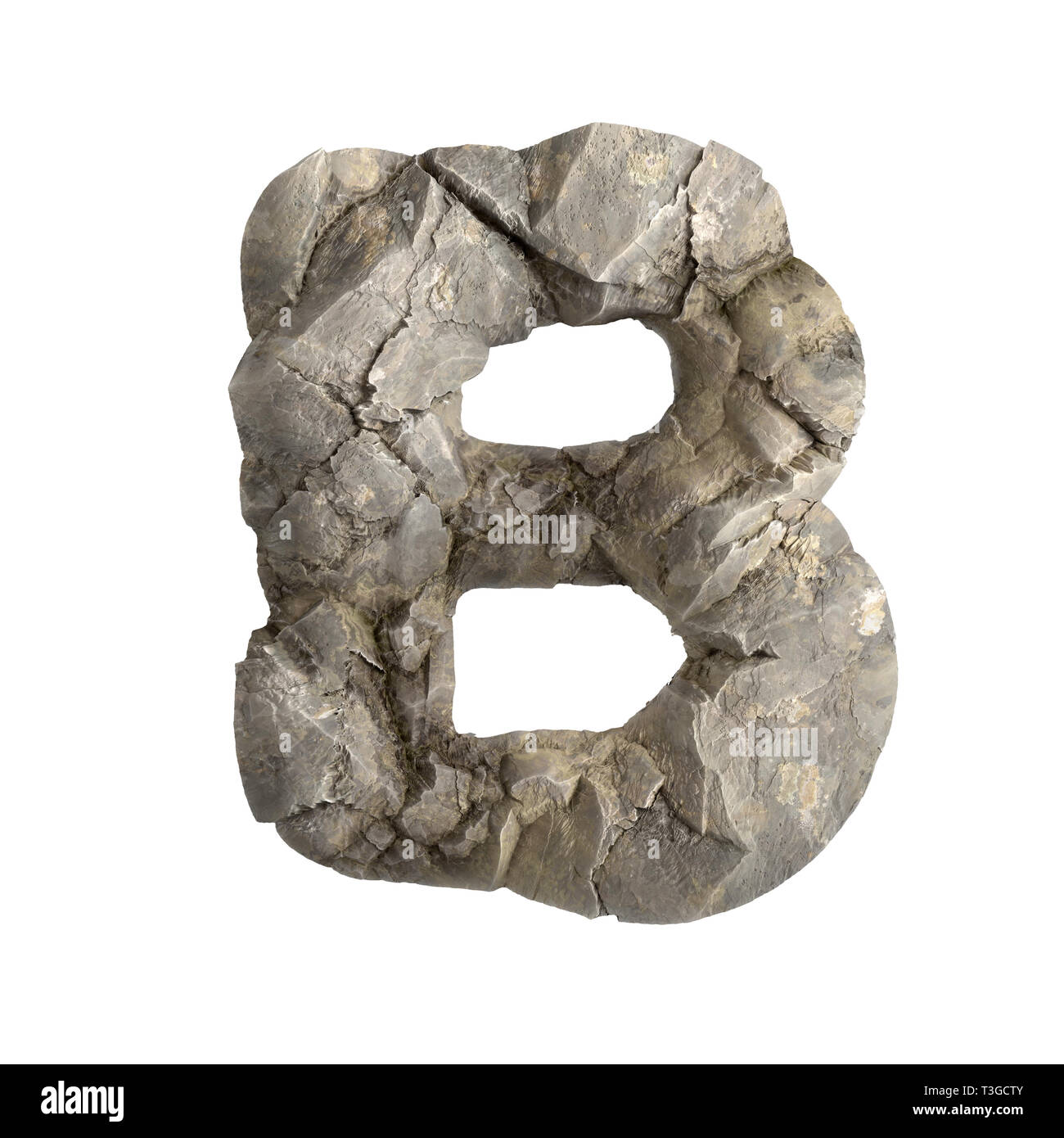 Rock letter B - large 3d boulder font isolated on white background ...