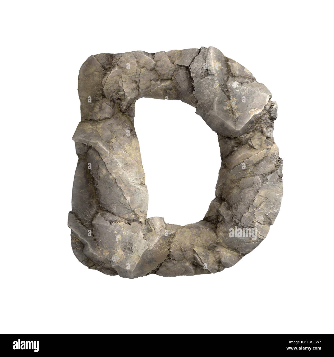 Rock letter D - Uppercase 3d boulder font isolated on white background ...