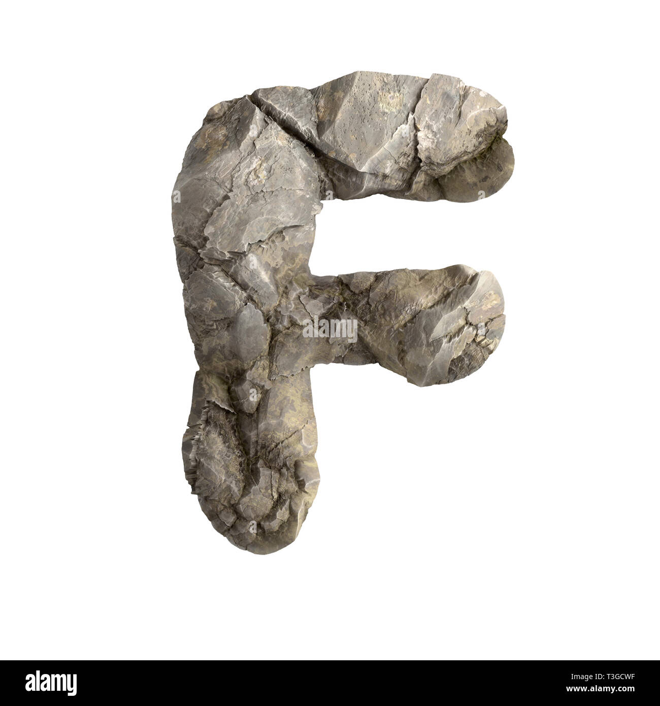Rock letter F - Capital 3d boulder font isolated on white background ...