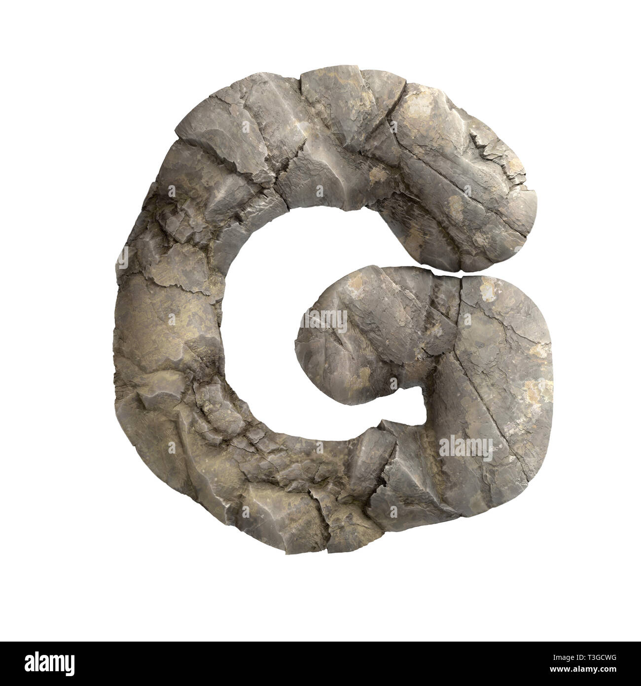 Rock letter G - large 3d boulder font isolated on white background ...
