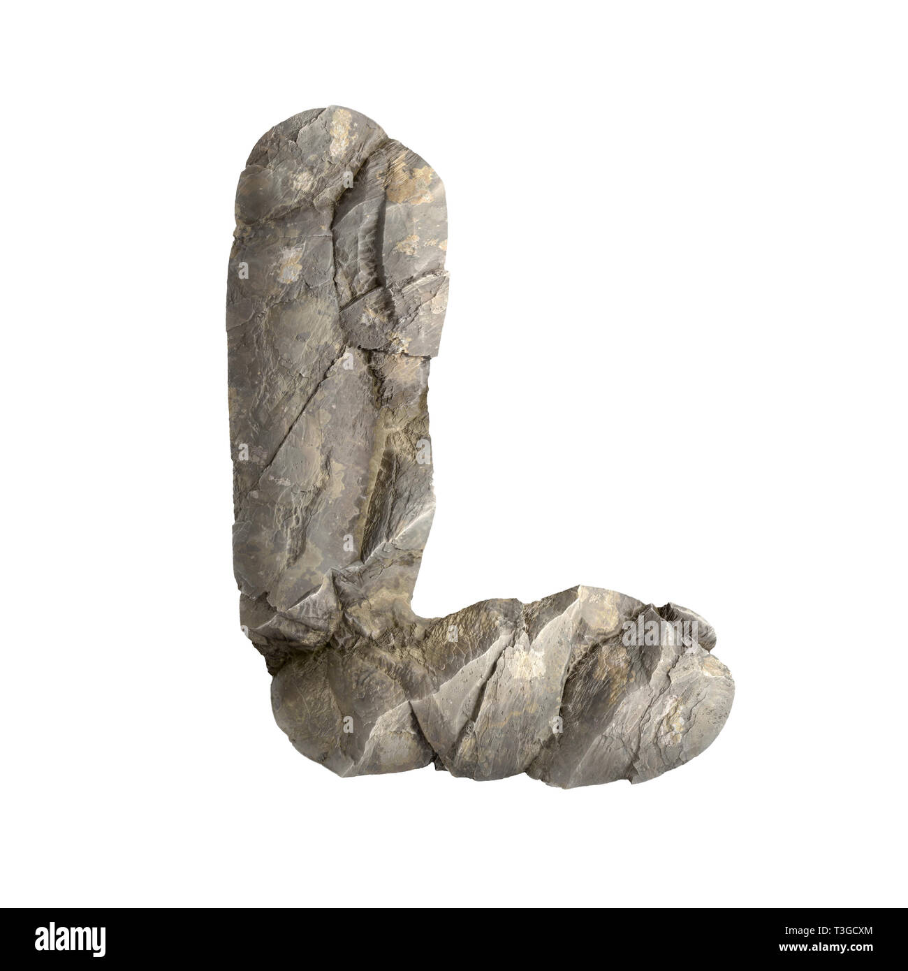 Rock letter L - Uppercase 3d boulder font isolated on white background ...