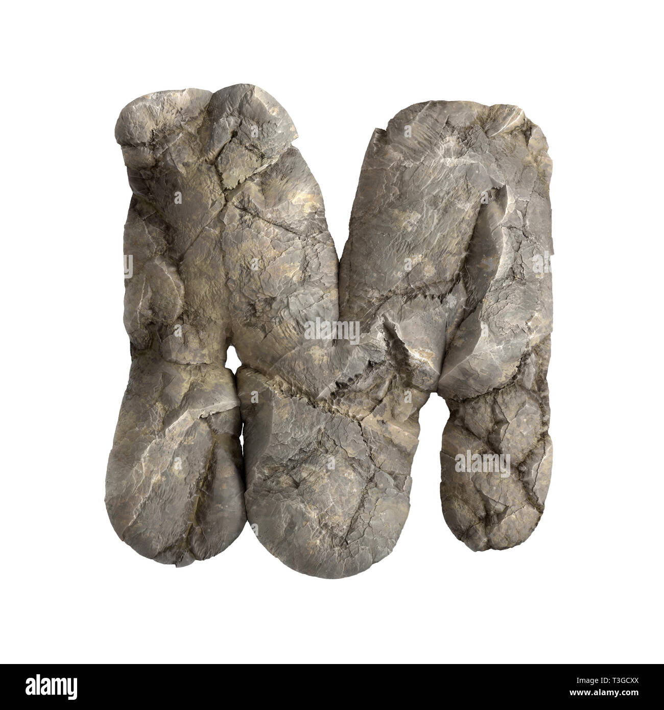 Rock letter M - Upper-case 3d boulder font isolated on white background ...