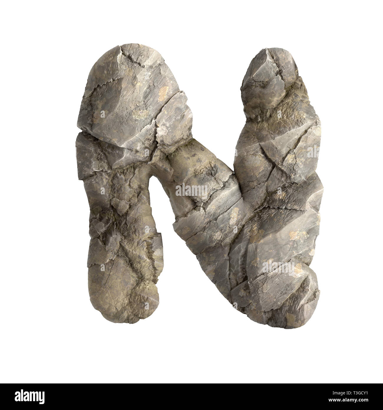 Rock letter N - Uppercase 3d boulder font isolated on white background ...