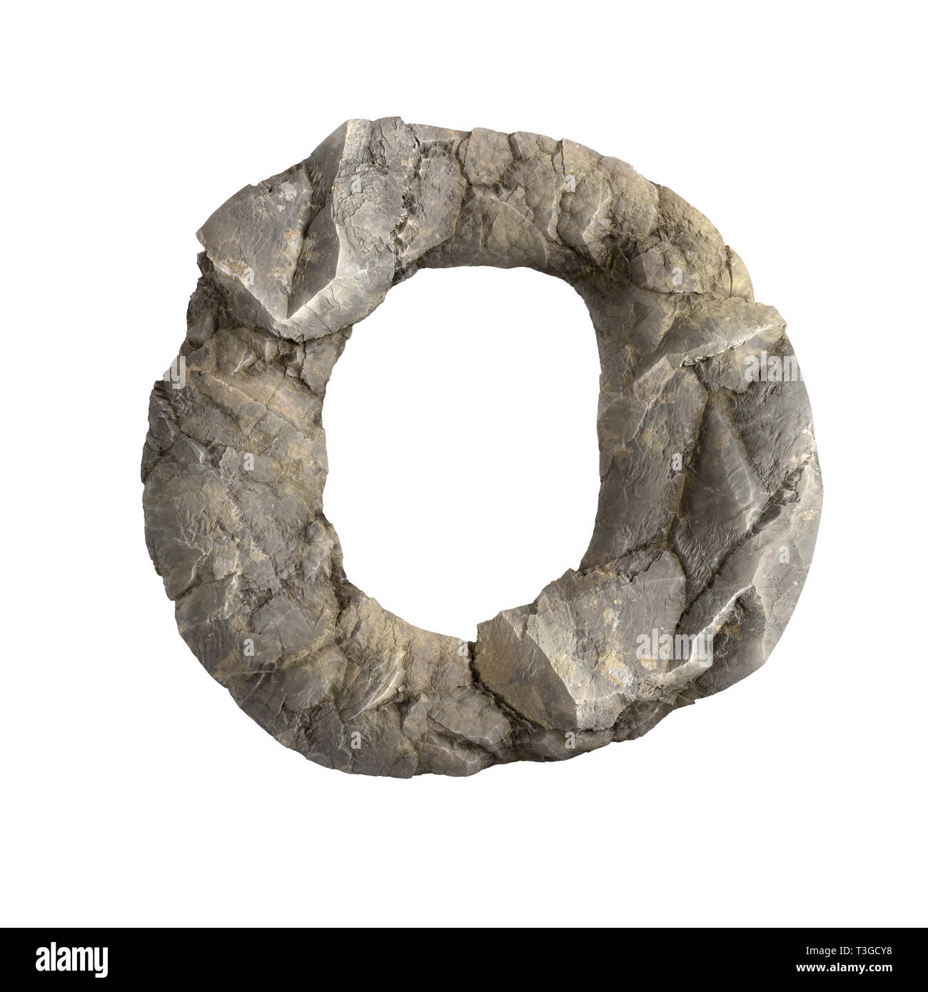 Rock letter O - Capital 3d boulder font isolated on white background ...