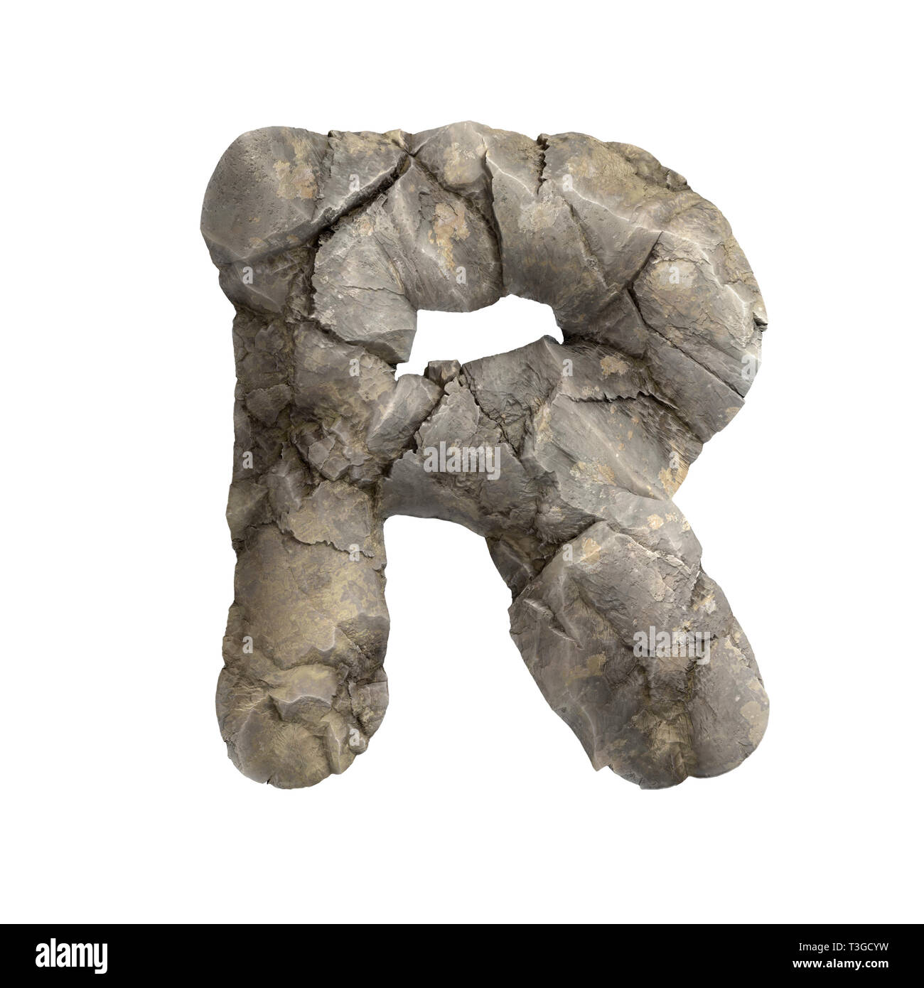 Rock letter R - Capital 3d boulder font isolated on white background ...
