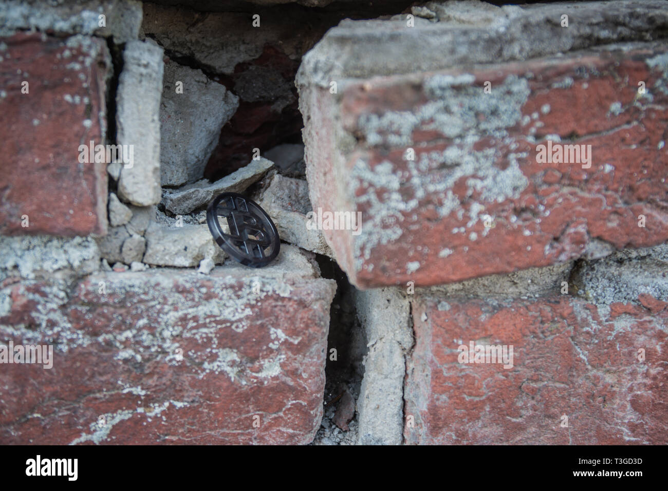 Made from black plastic custom bit coin in nature Stock Photo - Alamy