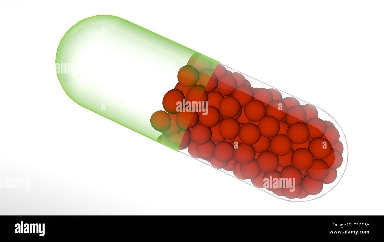 Beautiful capsule pills (3d rendered ) with shining transparent gel ...