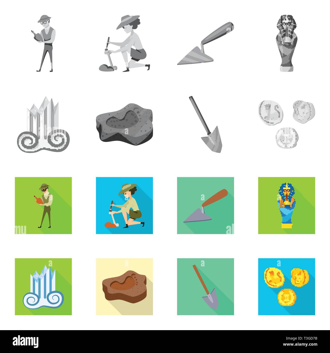 archaeologist,tool,sarcophagus,architecture,rock,shovel,coins,human ...