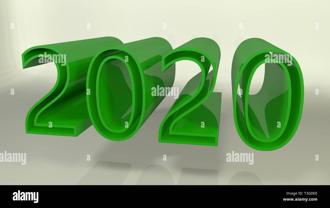 New year 2020 text (isolated on white background). 3d rendered ...