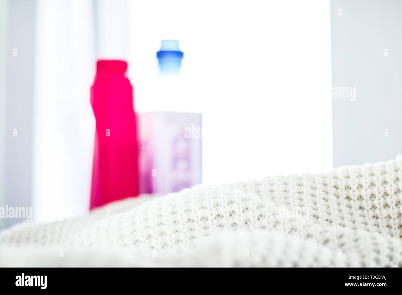 Housekeeping, fabric textures and handmade knitwear concept - Warm ...