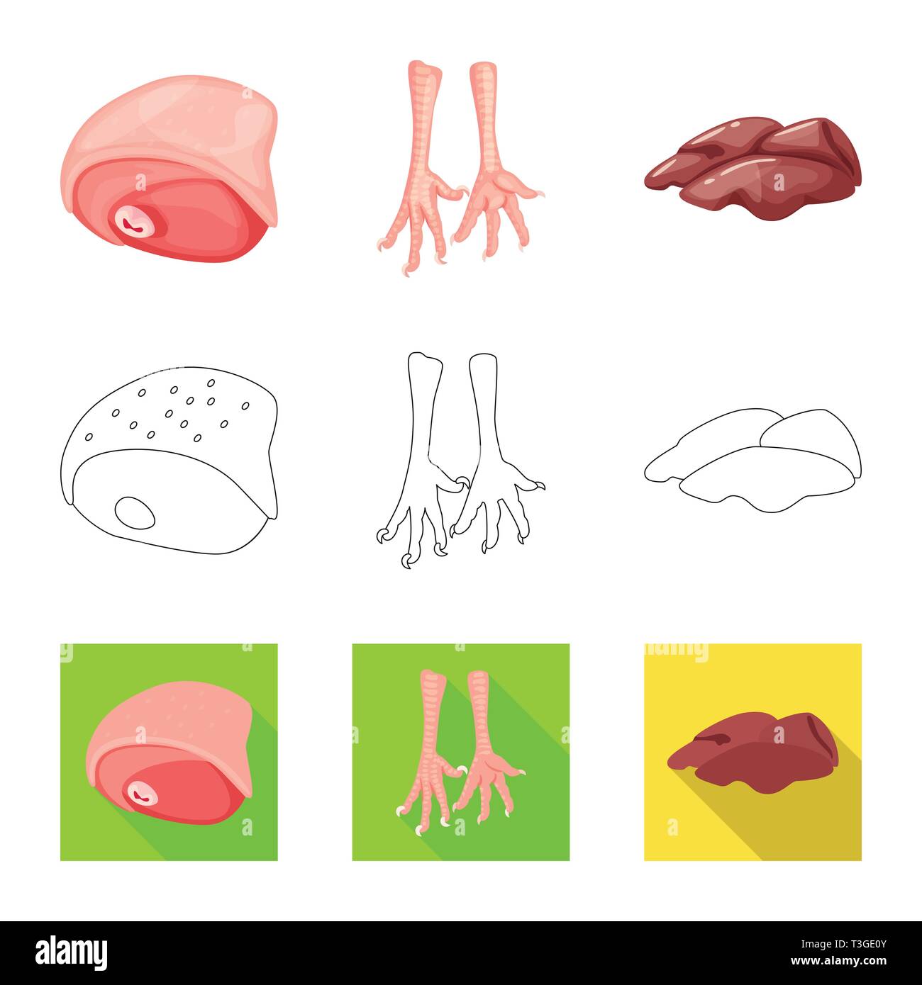 Vector illustration of product and poultry symbol. Set of product and ...