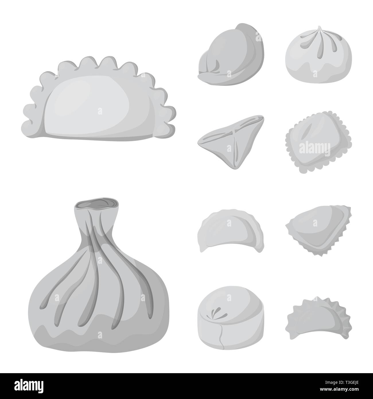 Vector illustration of dumplings and stuffed sign. Collection of ...