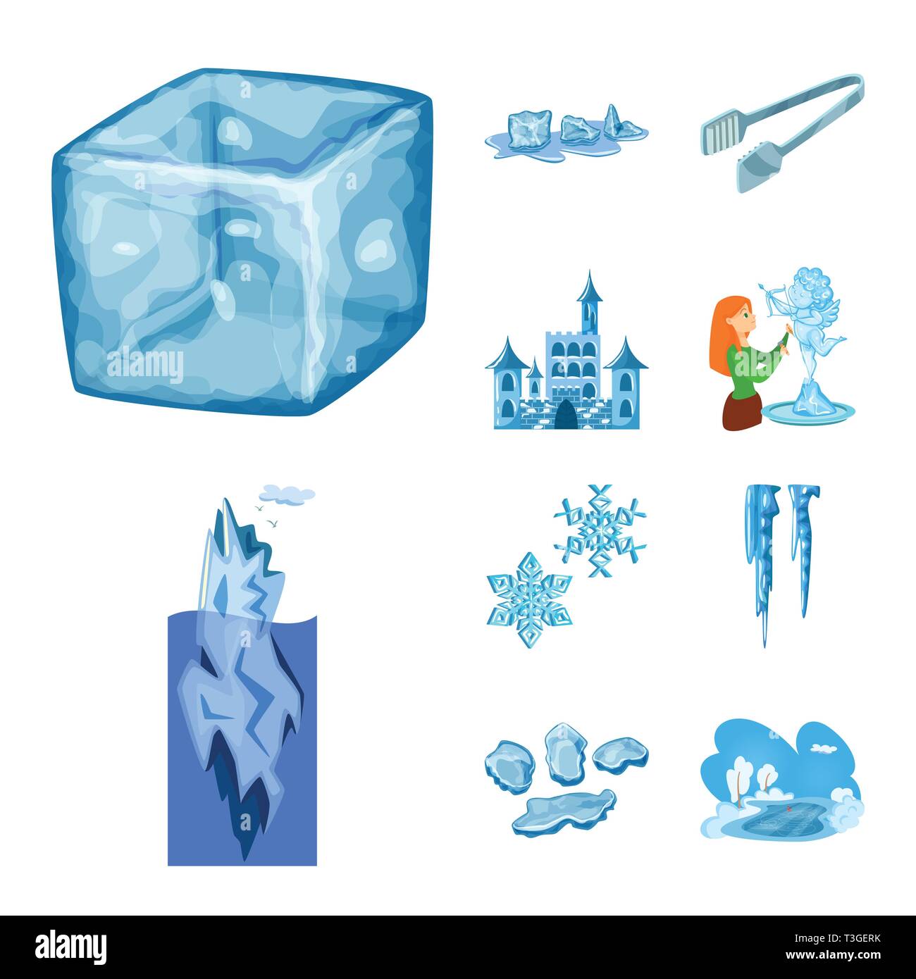 Isolated object of frost and water sign. Set of frost and wet stock ...