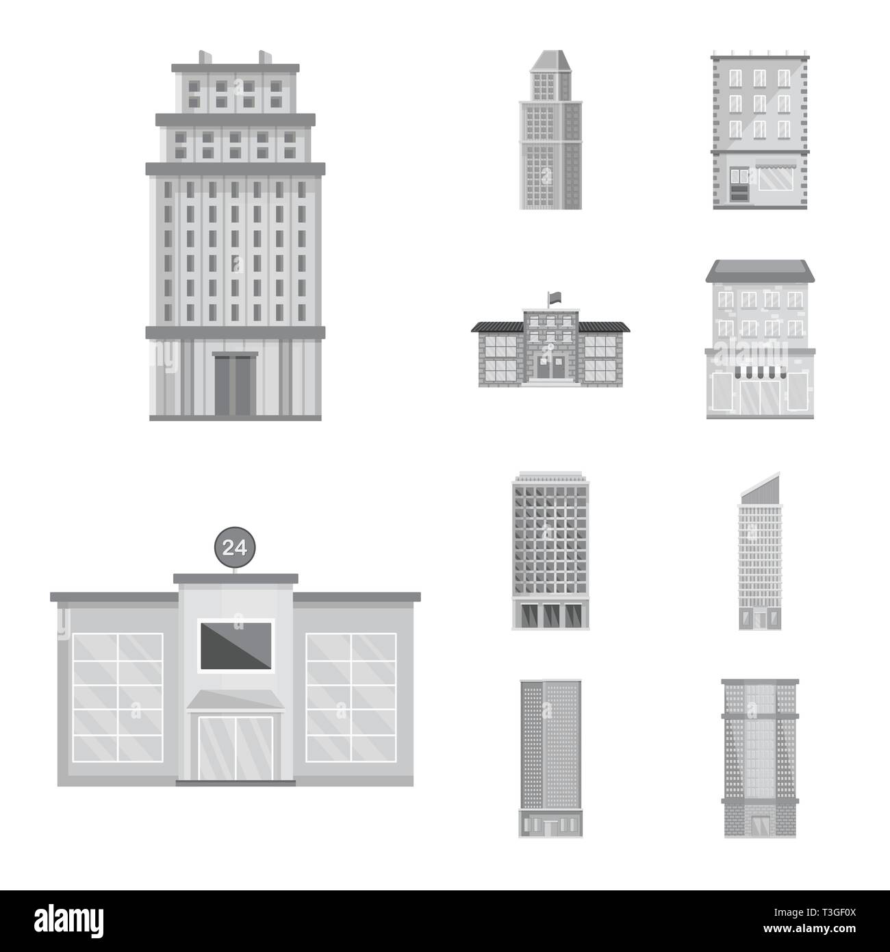 Isolated object of construction and city symbol. Set of construction ...