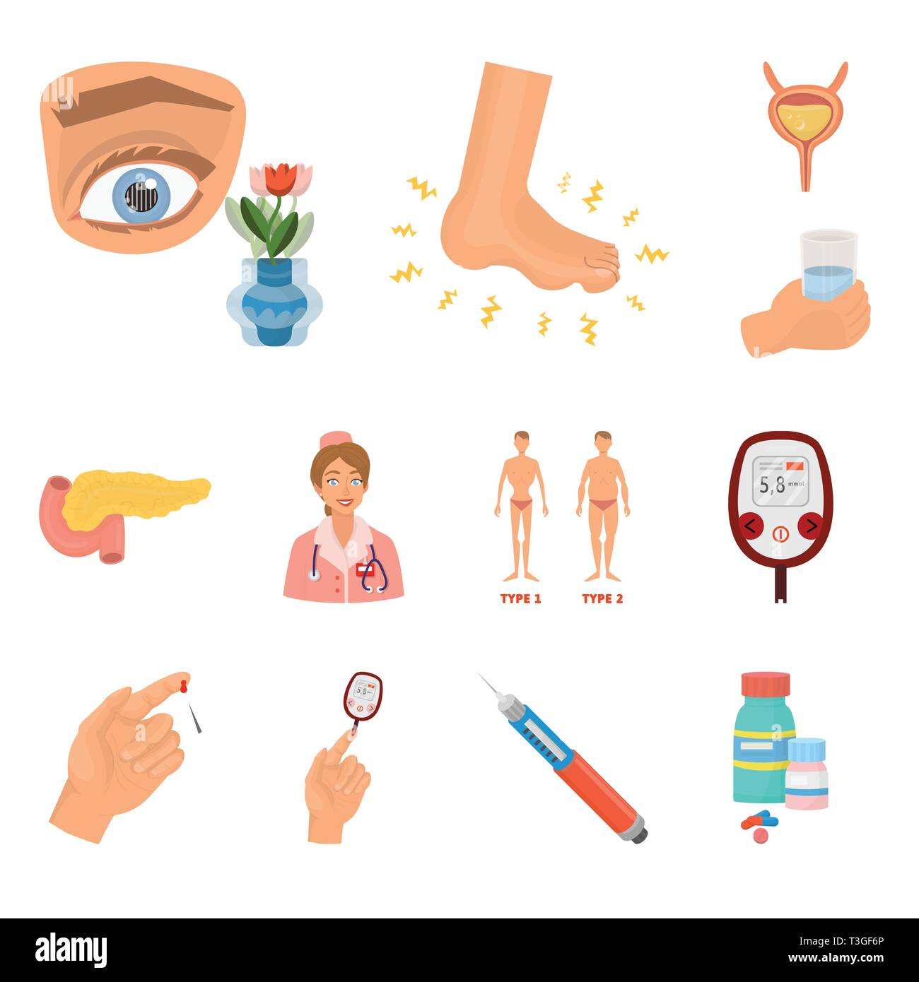Isolated object of mellitus and diabetes sign. Set of mellitus and diet ...