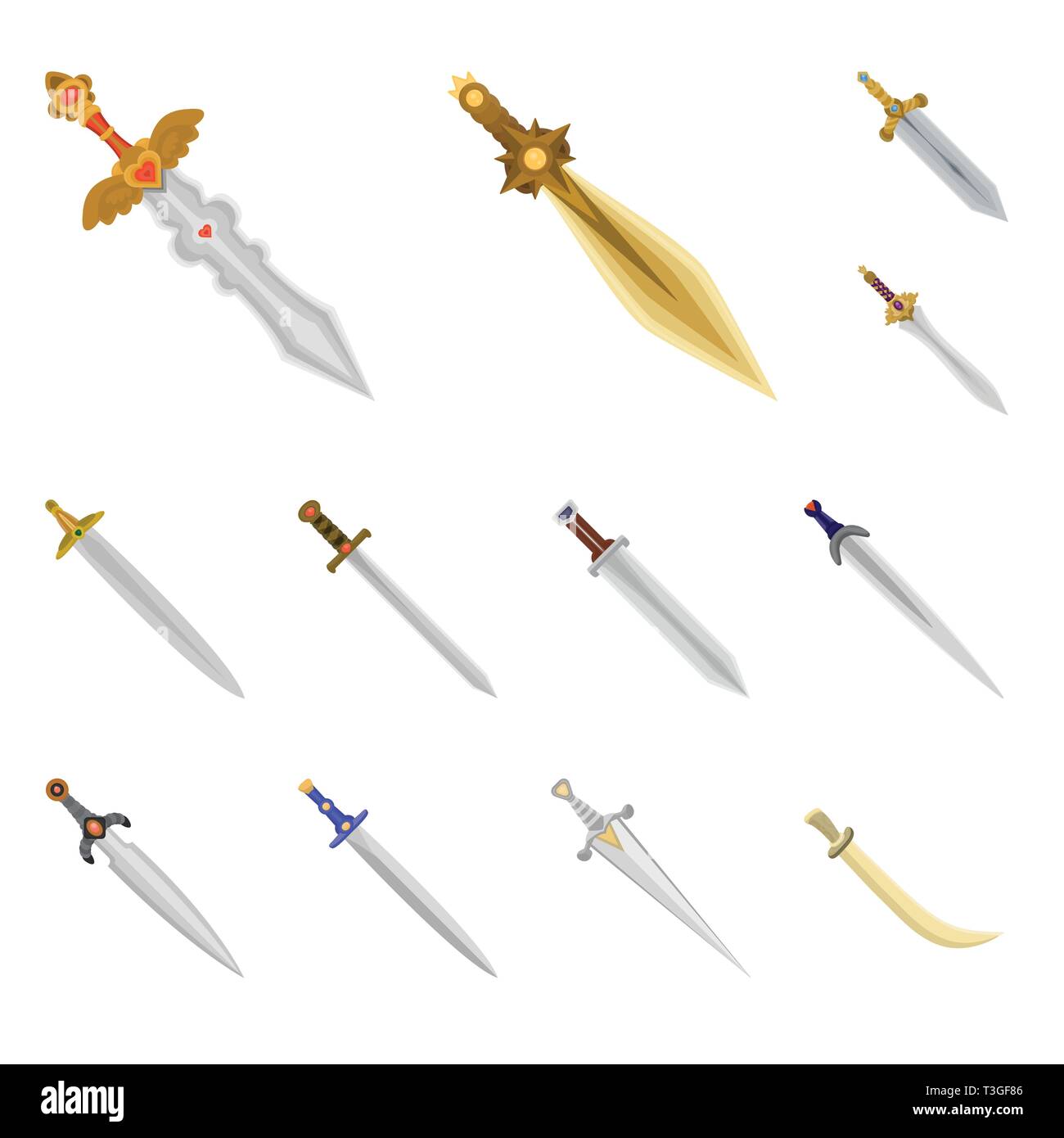 Vector design of sword and dagger sign. Set of sword and weapon stock ...
