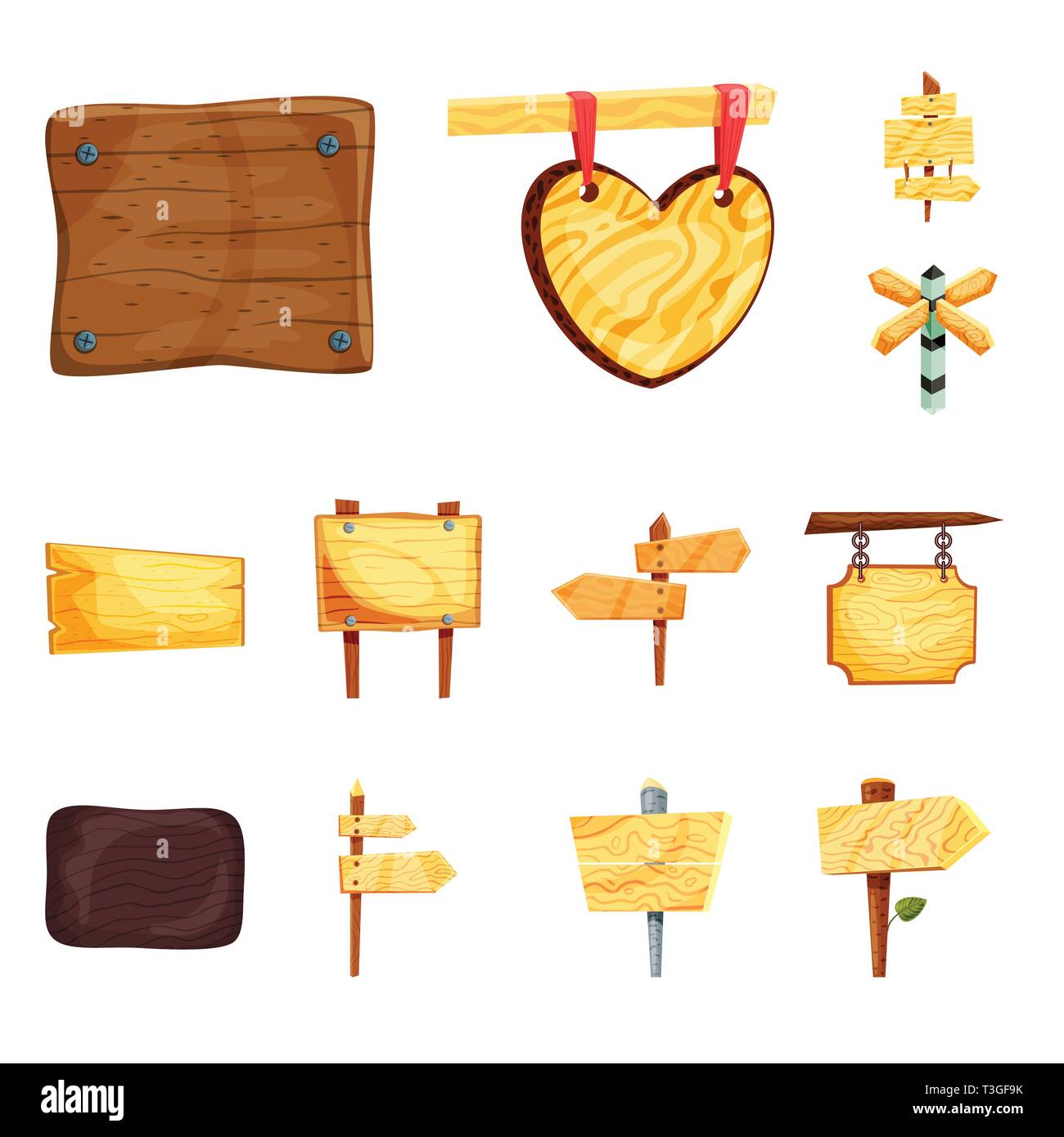 Vector design of signboard and wood logo. Set of signboard and wooden ...