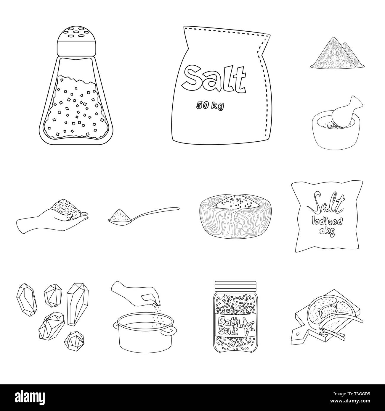 Vector design of sodium and mineral icon. Set of sodium and kitchen ...
