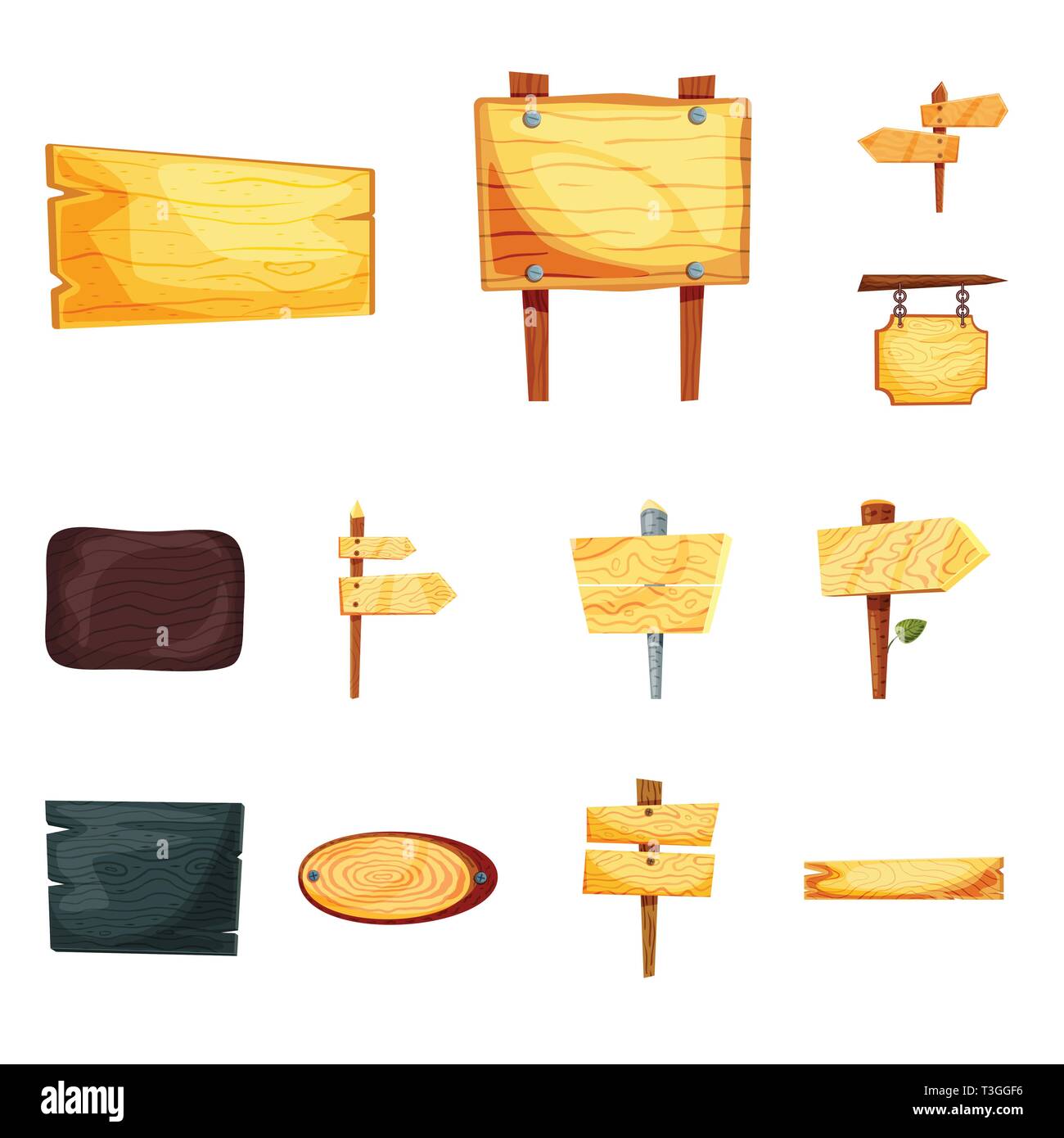 Isolated object of signboard and wood sign. Collection of signboard and ...